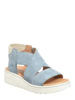 BØRN Kirby Wedge Sandal - Light Blue Suede