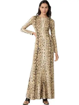 Diane Von Furstenberg Maiko Maxi Dress - Leopard Fawn Neutral