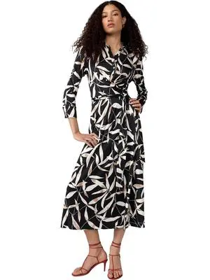 Diane Von Furstenberg Sana Midi Dress - Bay Leaf Black