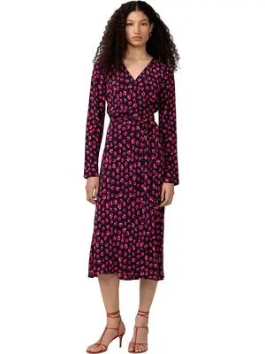 Diane Von Furstenberg Tilly Midi Wrap Dress - Hibiscus Dot Maritime
