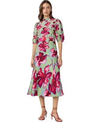 Diane Von Furstenberg Nella Midi Dress - Hibiscus Smoke Degrade