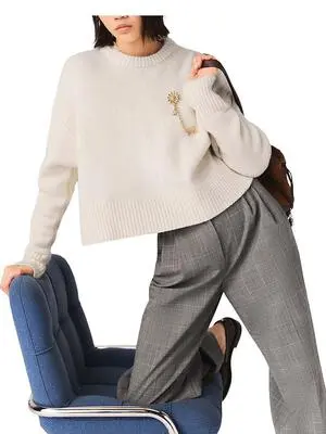 Maje Prince Of Wales Check Palazzo Trousers - Grey