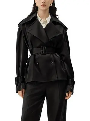 Lilysilk Serica Mid-length Trench Coat - Black