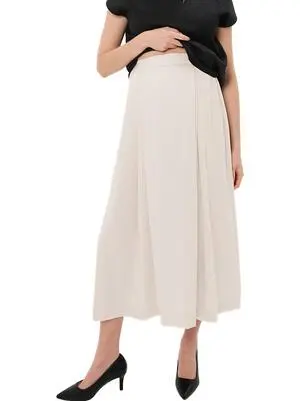 MARION Over-under Bump Pleated Tencel Maternity Maxi Skirt - Cream