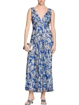 Sandro Floral Print Maxi Dress - Blue / Ecru
