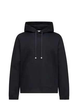 Moncler Leather Logo Cotton-blend Hoodie - Blue