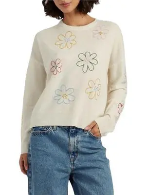 Chinti & Parker Wool Cashmere Garden Flowers Sweater - Cream
