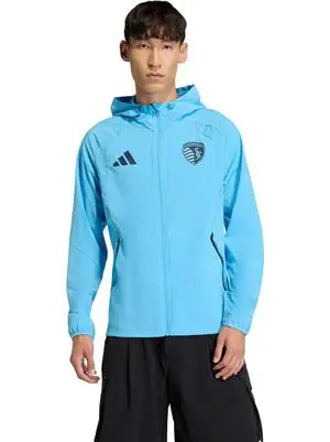Adidas Sporting Kansas City Tiro Tech Full Zip Windbreaker Jacket - Semi Blue Burst / Night Indigo