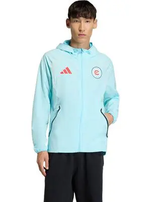 Adidas Chicago Fire Tiro Tech Full Zip Windbreaker - Bliss Blue / Vivid Red