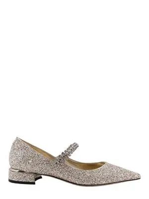 JIMMY CHOO Bing Leather Pumps With Glitter And Crystal Strap - Silver