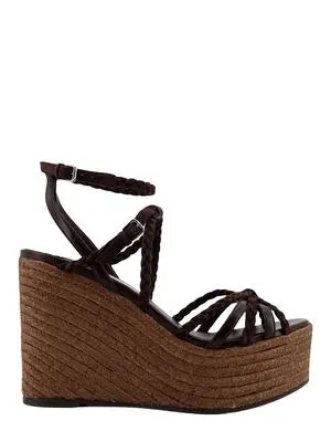 JIMMY CHOO Nyra Leather And Raffia Sandals - Brown