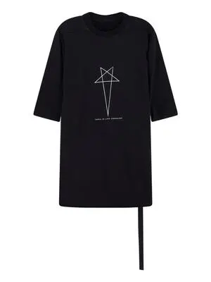 Rick Owens Cotton Tshirt With Logo On The Front - Black
