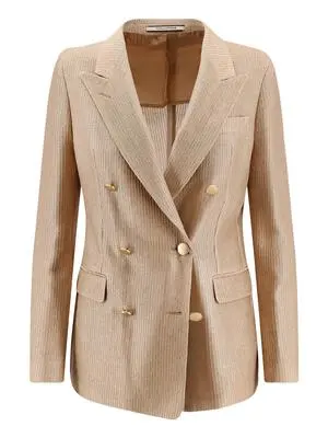 Tagliatore Parigi Double-breasted Cotton Blazer - Beige