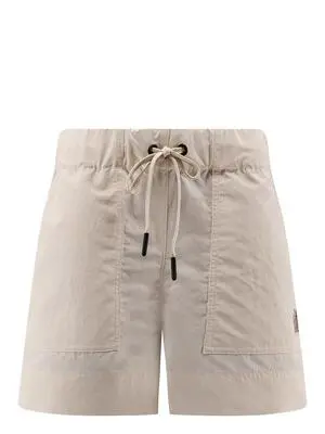 Moncler Daynamic Shorts With Logo Patch - White
