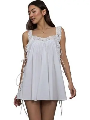 Caroline Constas Lucilla Eyelet Mini Dress - White