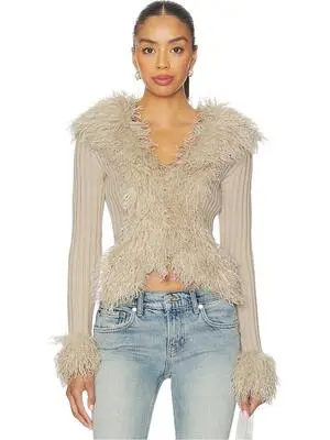 I.AM.GIA Cressida Faux Fur Trimmed Sweater - Neutral