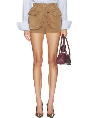 Monse Deconstructed Suede Short - Tan