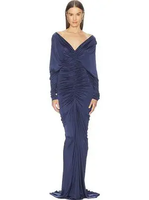 Atlein V Neck Ruched Gown - Abysse