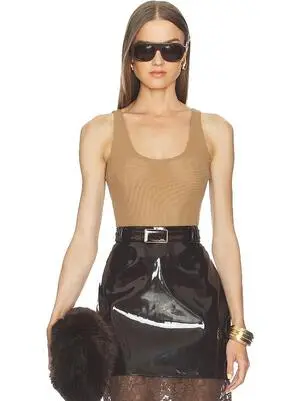 L'Agence Kalea Scoop Neck Tank Bodysuit - Dark Macchiato