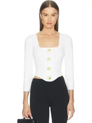 L'Agence Sasha Knit Corset Top - Ivory & Gold