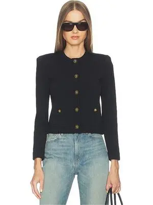 L'Agence Patsy Crop Crew Cardigan - Black & Gold