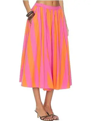 Free People X Lowen Striped Midi Skirt - Pink Combo
