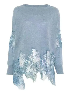 Ermanno Scervino Lace-trimmed Sweater - Blue