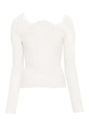 Ermanno Scervino Lace-trim Fitted Top - Neutrals