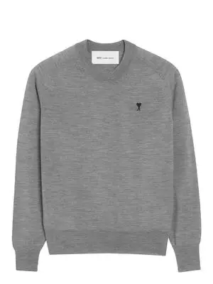 Ami Logo-embroidered Sweater - Grey