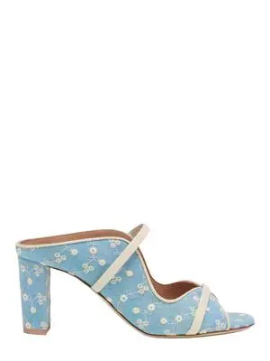 MALONE SOULIERS Norah Floral-printed Heeled Sandals - Blue