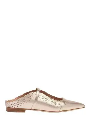 MALONE SOULIERS Metallic Broderie Pointed Toe Flats - Gold