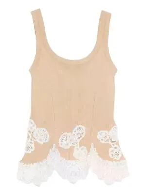 Ermanno Scervino Lace Detail Ribbed Vest - Neutrals