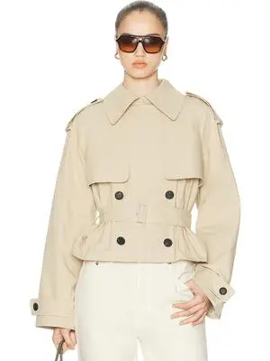 L'academie By Marianna Kimmi Cropped Trench Jacket - Taupe