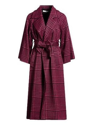 Liviana Conti LIVIANA CONTI Houndstooth Flannel Belted Coat Fuchsia