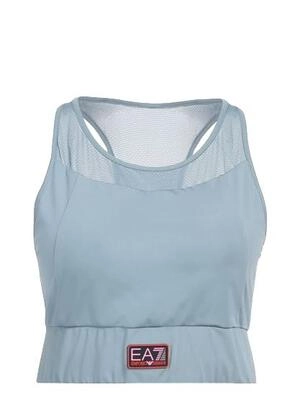 EA7 Woman Top Black Size M Polyester, Elastane Light Blue