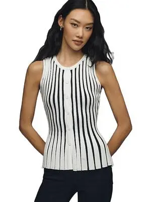 ENGLISH FACTORY Ribbed Stripe Buttondown Sweater