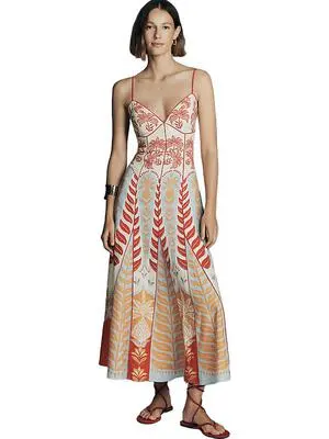 Farm Rio Sleeveless A-line Maxi Dress - Red Pattern