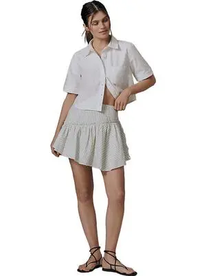 Maeve Asymmetric Flounced Mini Skirt - Butter Combo