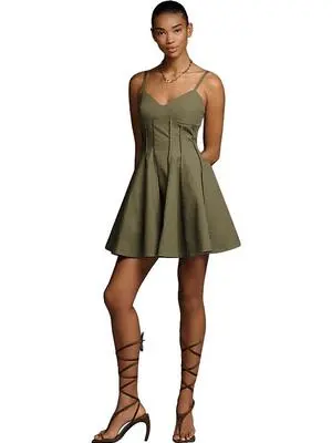 MARE MARE Cotton V-neck Corset Mini Dress - Army Green