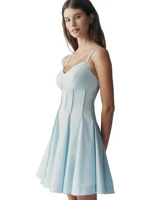 MARE MARE Cotton V-neck Corset Mini Dress - Nantucket Breeze Blue