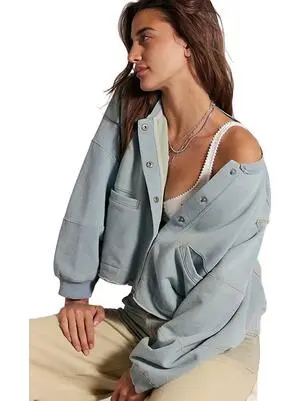 Free People We The Free Jackie Workwear Cardigan - Light Indigo Combo