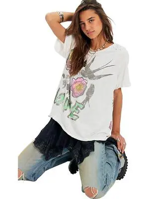 MAGNOLIA PEARL Victorian Love Birds Tee - White