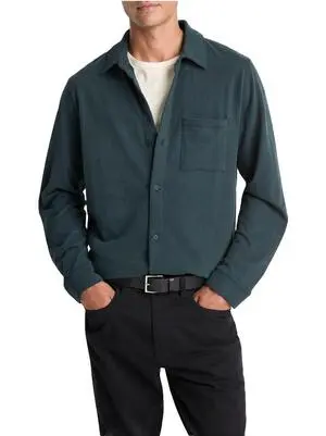 Vince Sueded Cotton Jersey Button-front Shirt - Natural