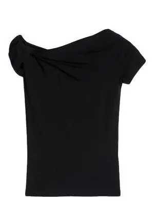 7 For All Mankind Twisted Shoulder Lyocell Tee - Black