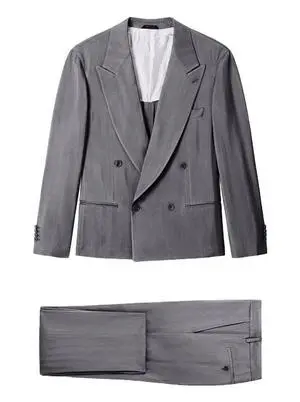 Giorgio Armani Double-Breasted Viscose Suit Natural