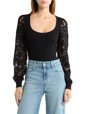 Paige Maya Lace Sleeve Sweater - Black