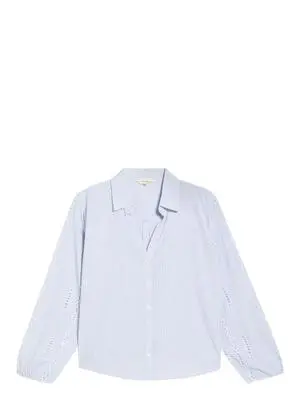 Lucky Brand Cutwork Stripe Button-up Shirt - Light Seashell