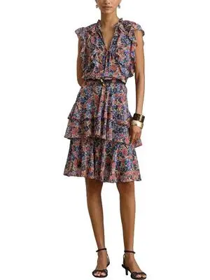 RALPH LAUREN Floral Tiered Georgette Dress