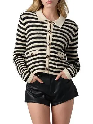 Blanknyc Striped Cotton-blend Cardigan - Anchor Down