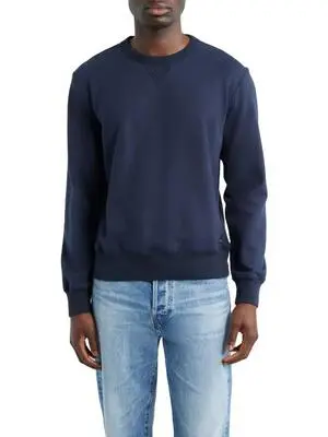 Ag Blake Cotton French Terry Crewneck Sweatshirt - Deep Navy